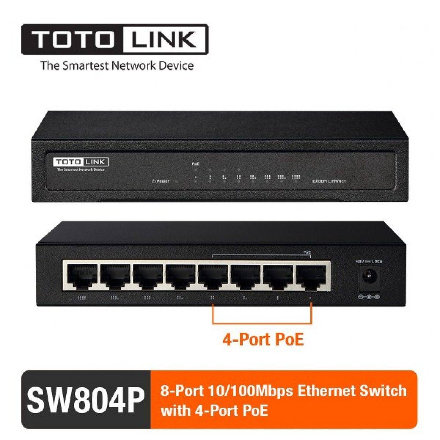 TOTO LINK - SWITCH 8 PORT - 10/100 POE- SW804P ~ LOQTAA-لُقطة