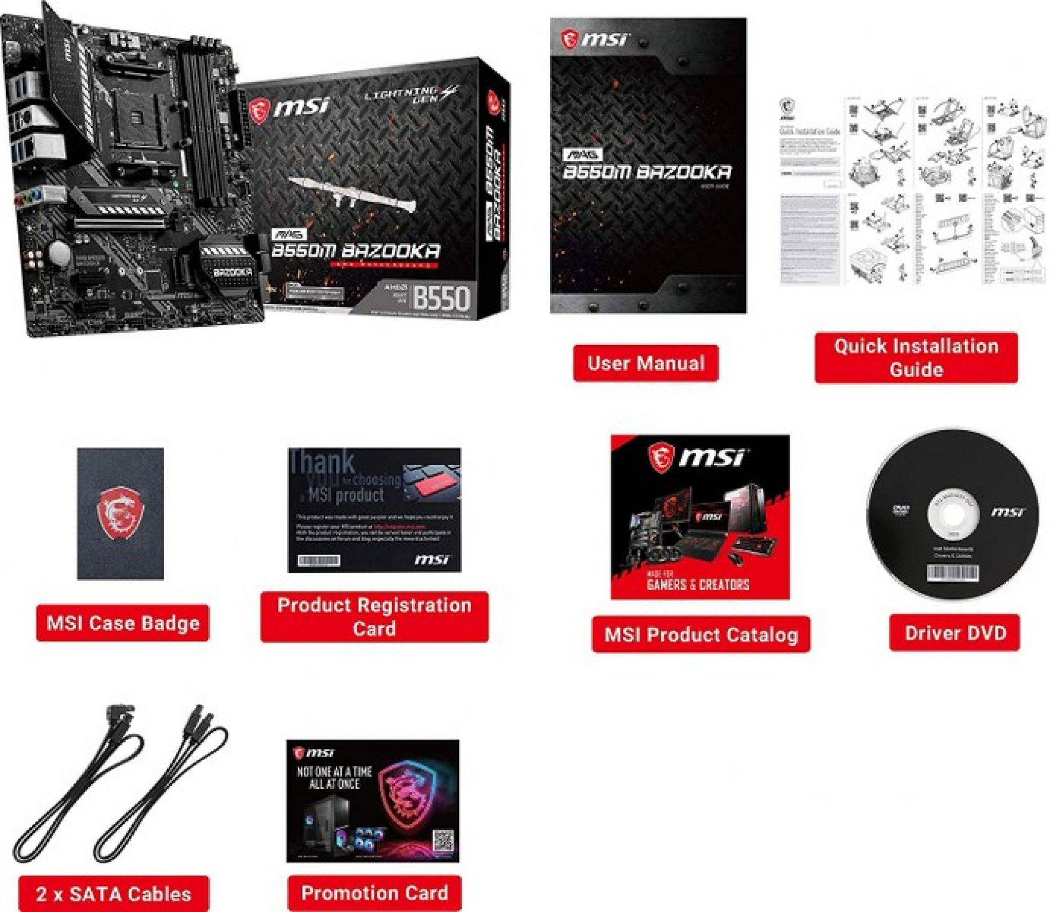 MSI, MAG B550M Bazooka, Gaming, Motherboard, AMD, AM4, DDR4, PCIe 4.0 ...